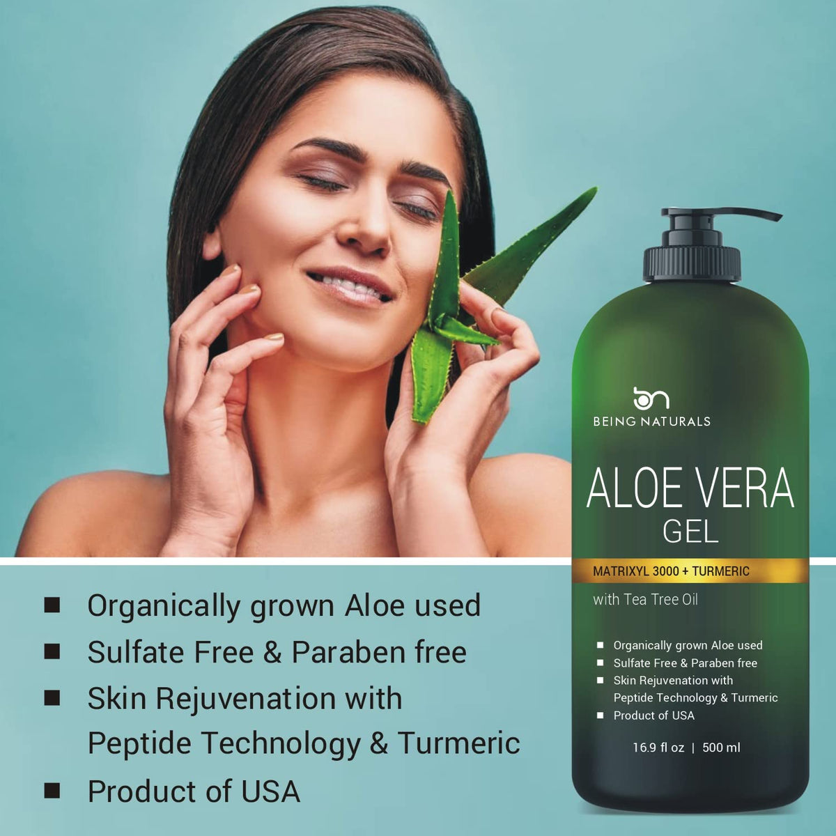 Aloe vera Gel - from 100% Pure Organic Aloe Infused with Matrixyl 3000 ...