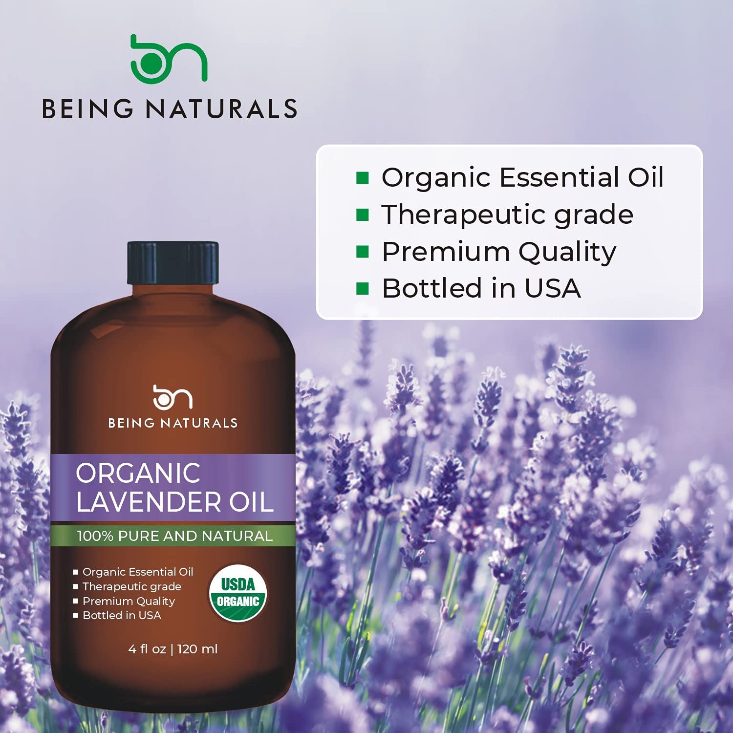 Organic Lavender Essential Oil - Huge 4 FL OZ - 100% Pure & Natural ... Organic Lavender Essential Oil - Huge 4 FL OZ - 100% Pure & Natural ...